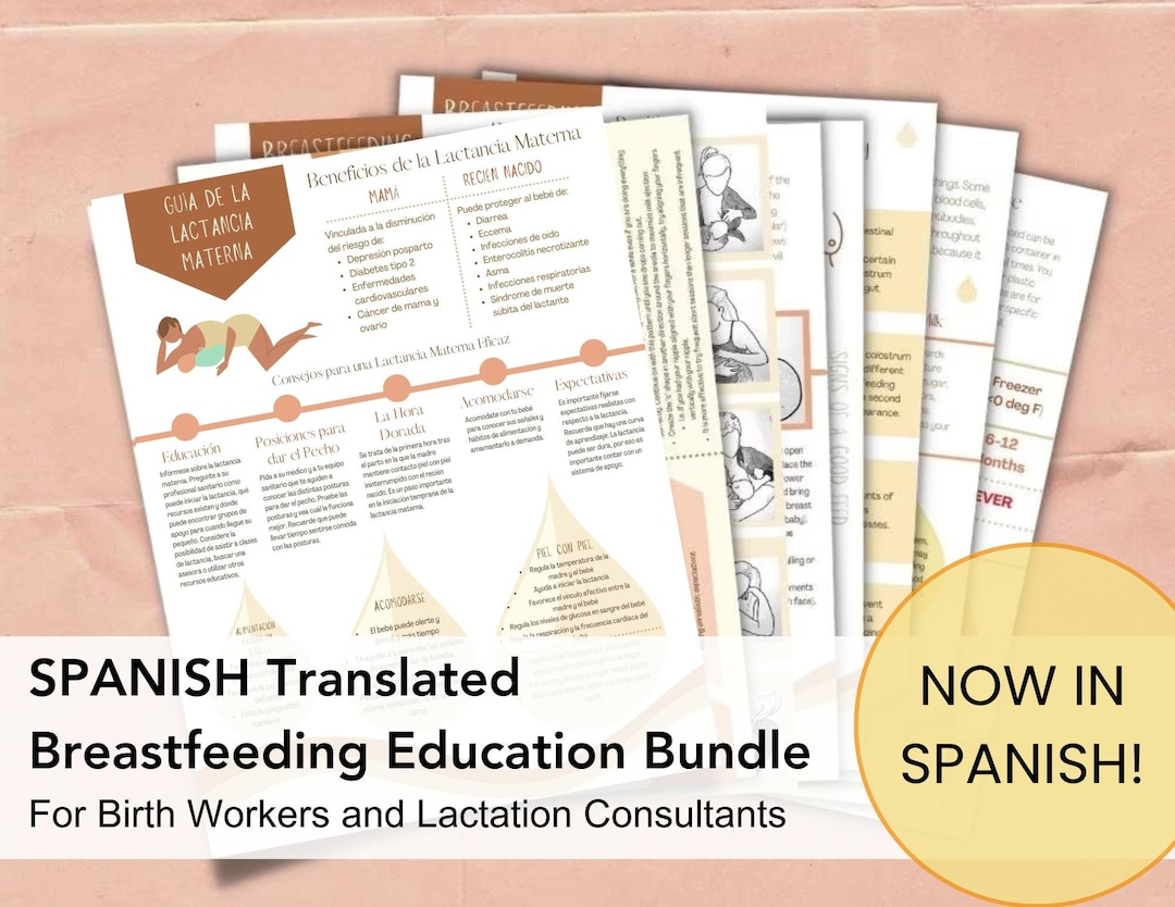 SPANISH Translated Breastfeeding Education Bundle Printable Handout PDF ...