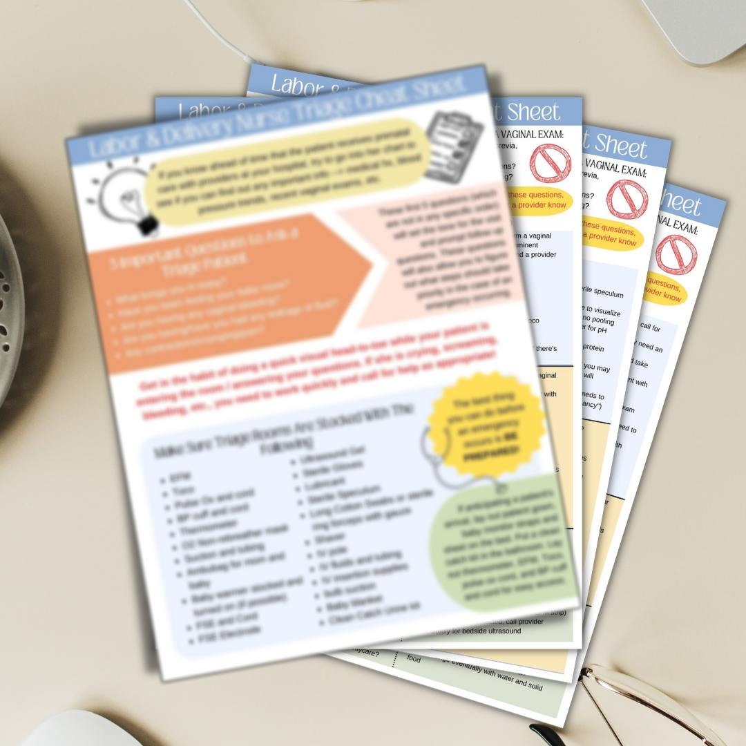 Labor and Delivery Triage Nurse Cheat Sheet Printable PDF | Triage ...