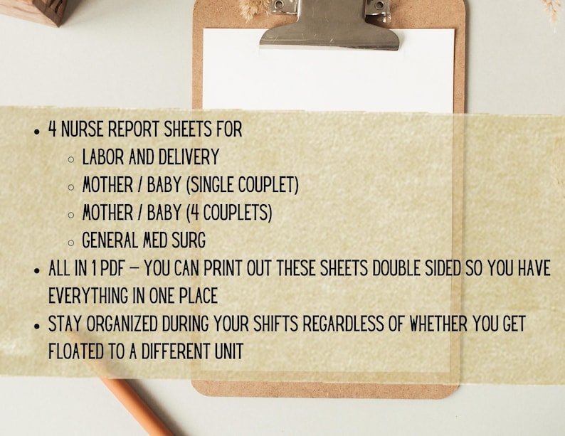 4 Nurse Report Sheets Bundle Printable PDF Labor and Delivery, Mother ...