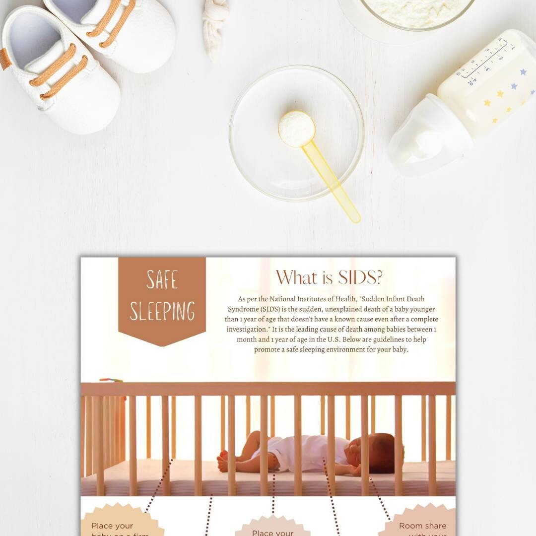 Newborn Safe Sleep and SIDS Education Handout Printable PDF Doula ...