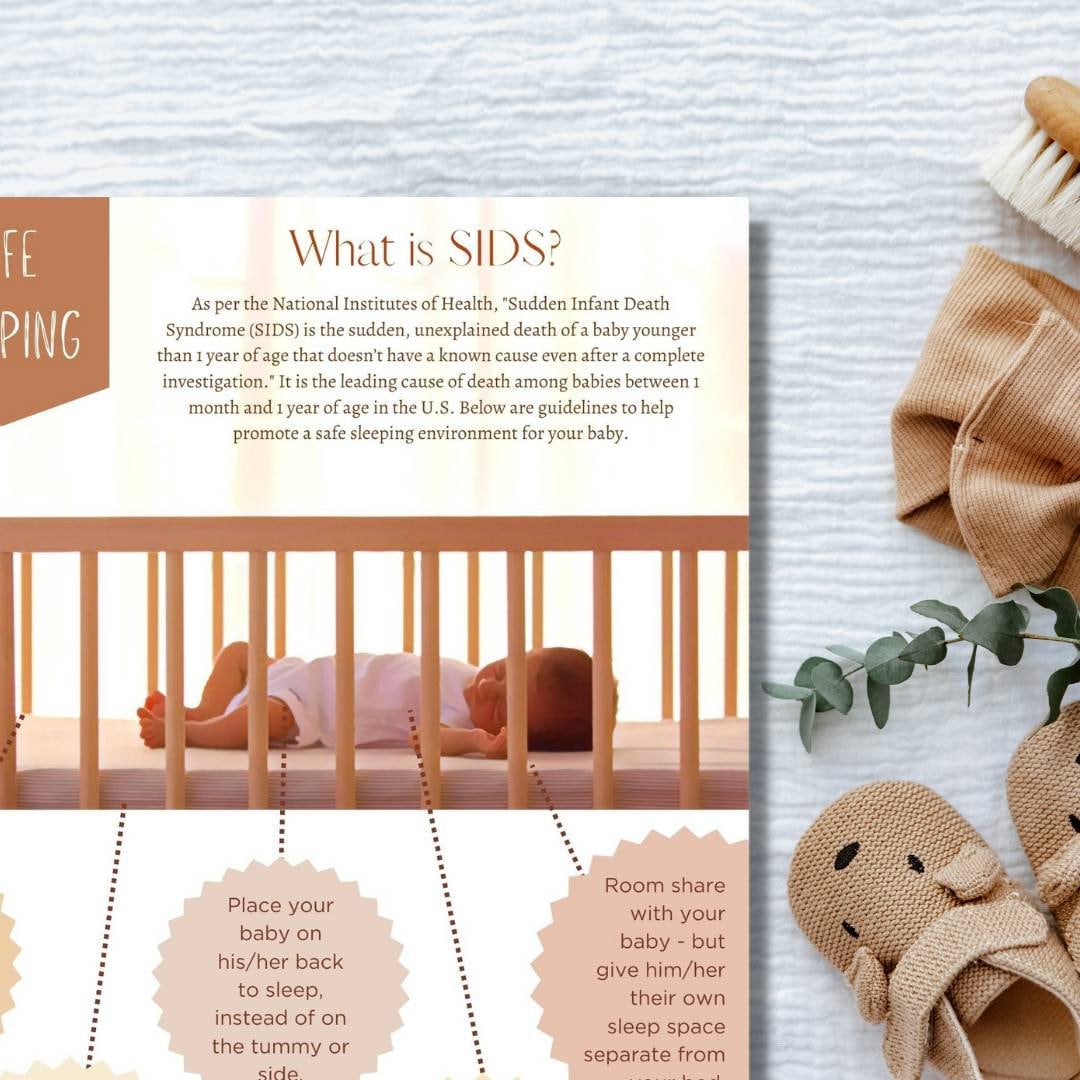 Newborn Safe Sleep and SIDS Education Handout Printable PDF Doula, Midwife, Birthworker, New Mom ...