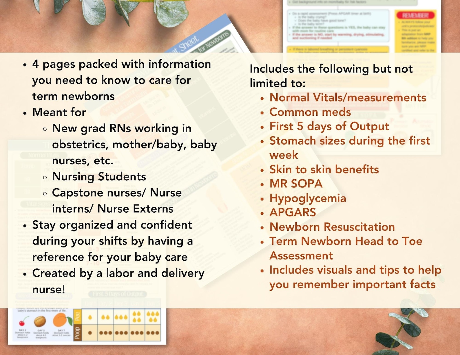 Newborn Cheat Sheet for Nurses PRINTABLE PDF | Labor and Delivery, L&D Rn, Mother Baby, OB ...