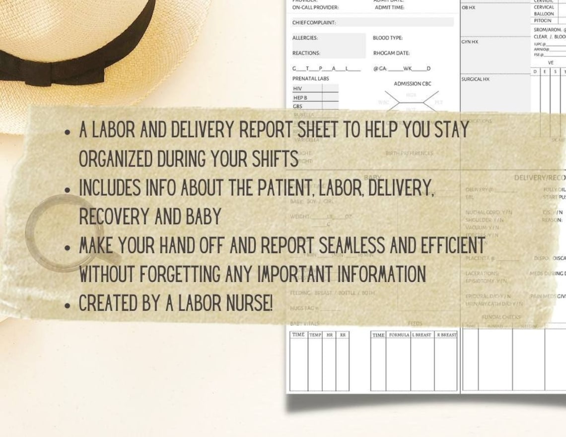 Labor and Delivery Nurse Report Sheet Printable PDF RN - Etsy