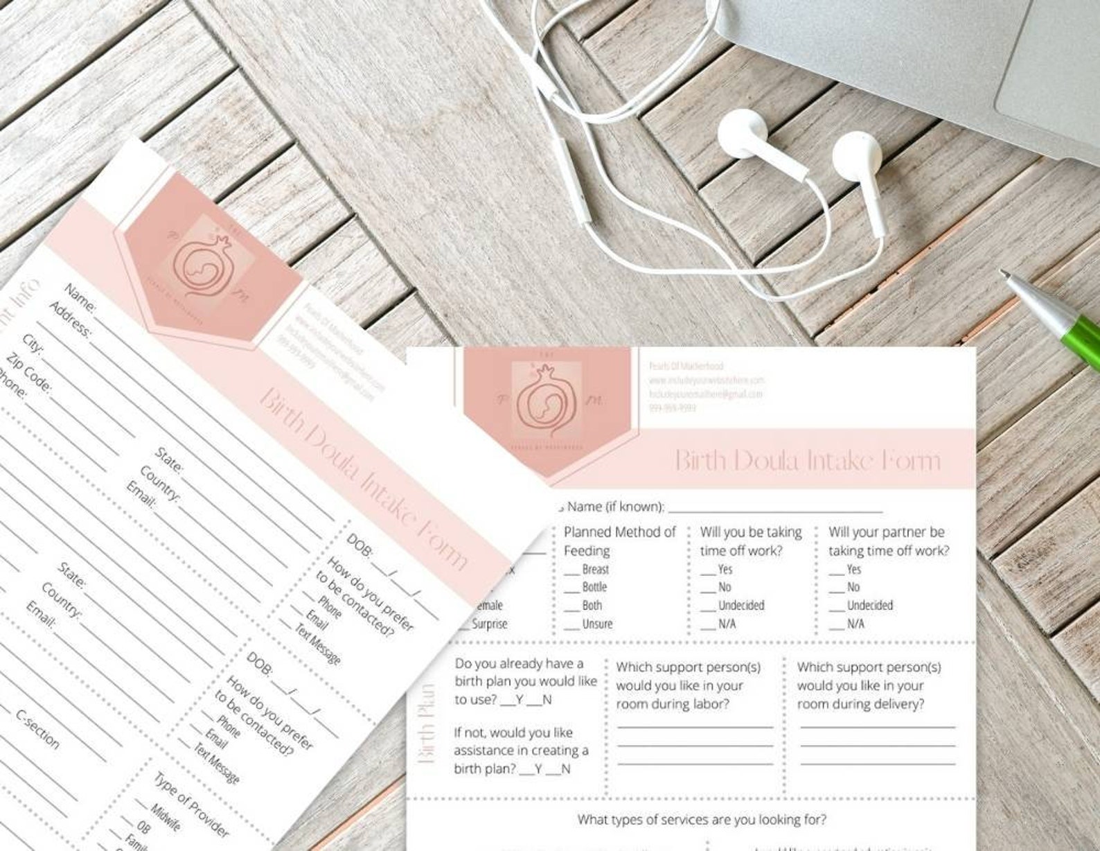 Customizable Birth Doula Client Intake Form, Confidentiality Form ...