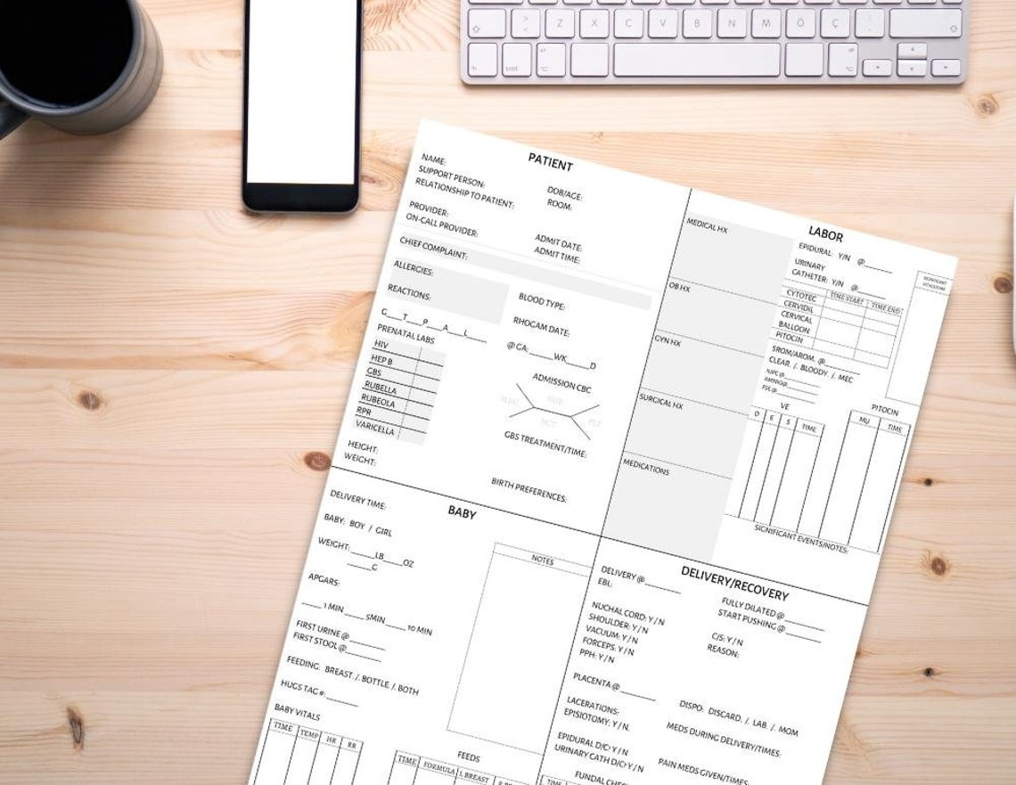 Labor and Delivery Nurse Report Sheet Printable PDF | RN, Template ...