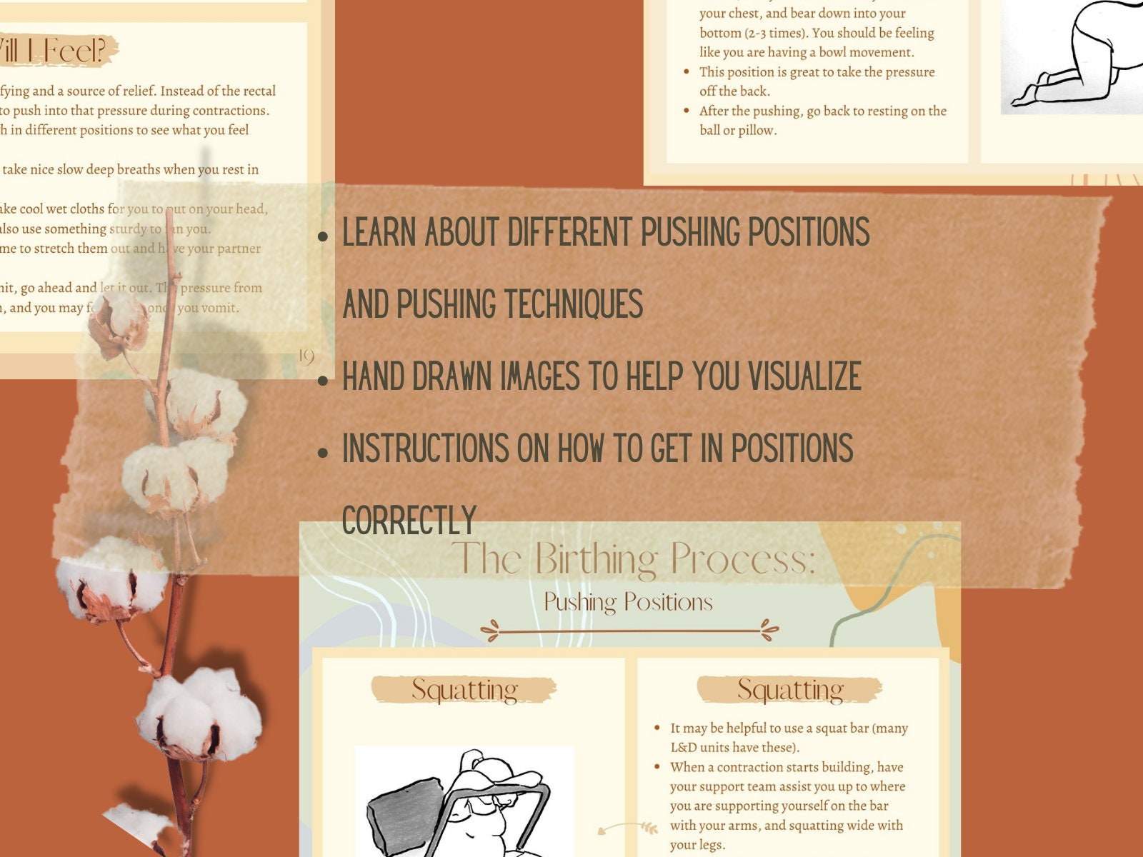 Pushing Positions/techniques Printable PDF Childbirth | Etsy