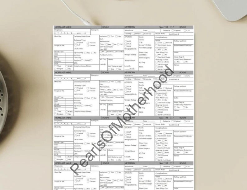 4 Nurse Report Sheets Bundle Printable PDF Labor and Delivery, Mother ...