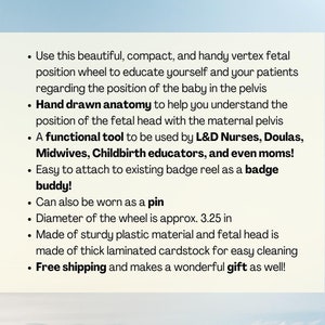 Fetal Position Wheel Badge Buddy & Pin for Vertex Babies | RN, Labor ...