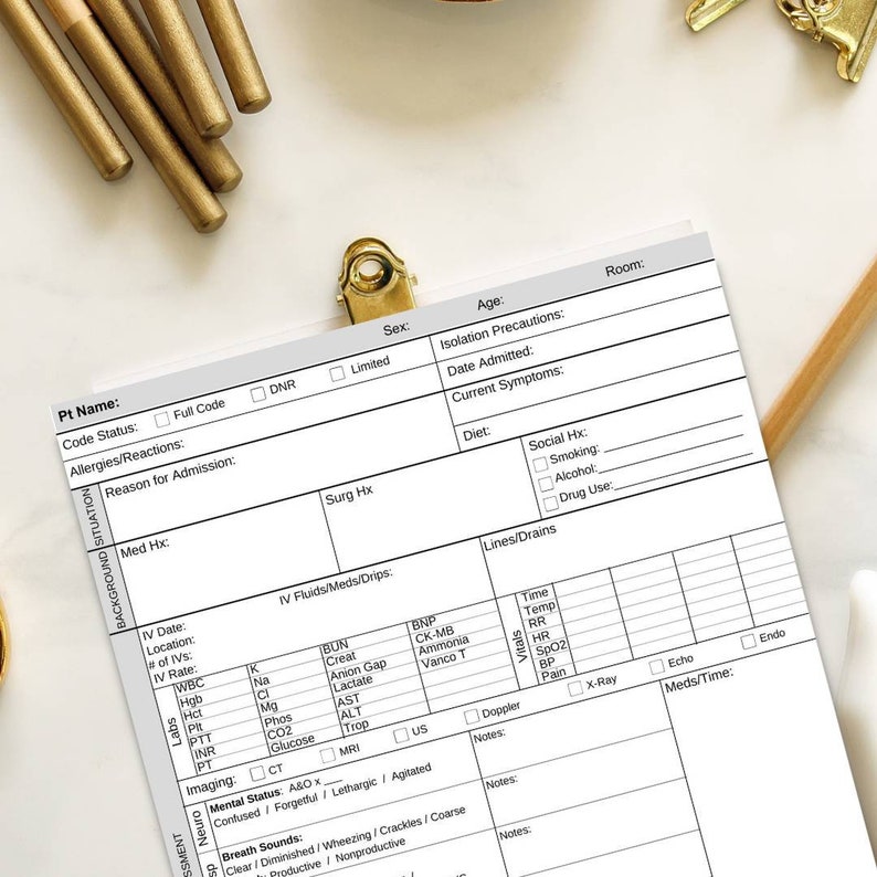 Medsurg Nurse Detailed Report Sheet Printable PDF Nurse - Etsy