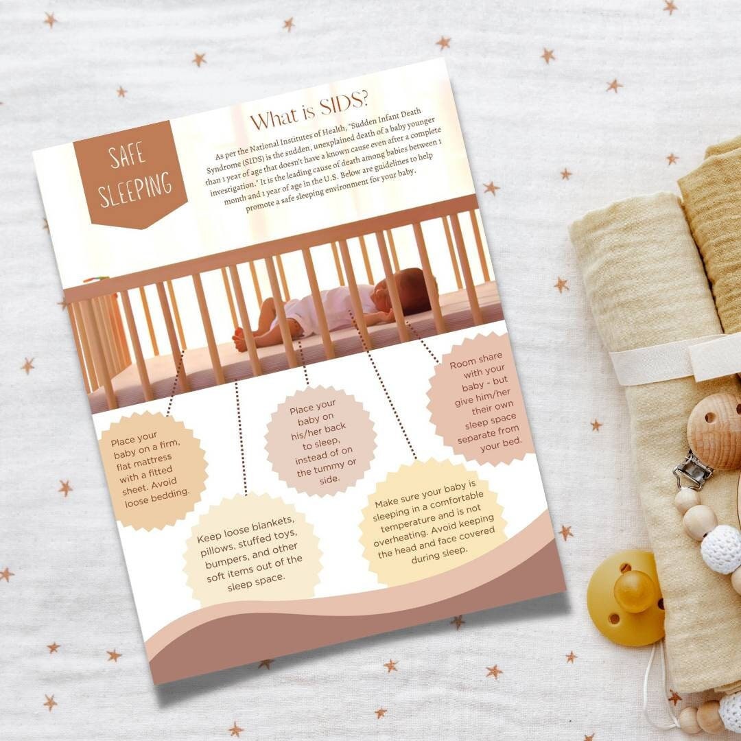 Newborn Safe Sleep and SIDS Education Handout Printable PDF | Doula ...