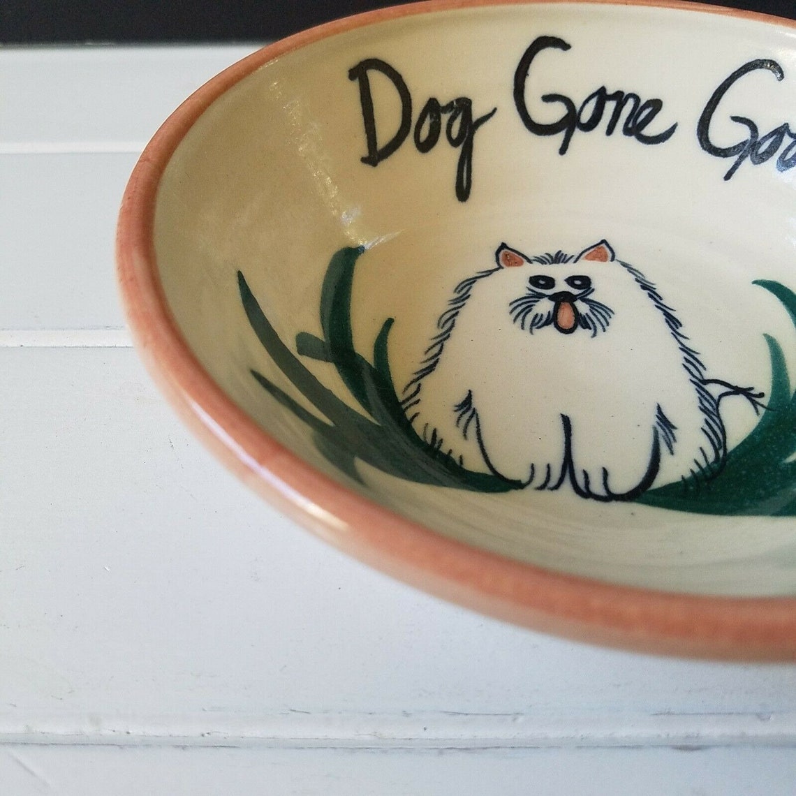 Moonfire Pottery Dog Bowl Trinket Fruit Bowl Dish by Clare & Bill ...