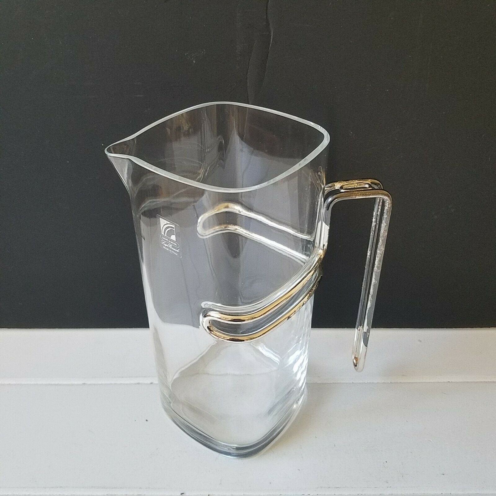 LUIGI BORMIOLI Light and Music Square Pitcher Jug Barware With Chrome ...