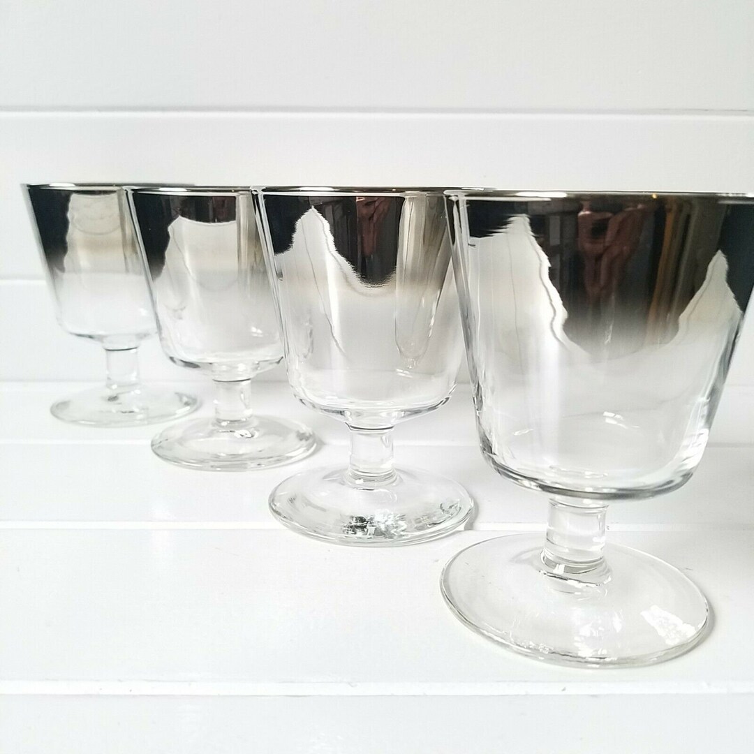 Vitreon Queen's Lustreware Footed Barware Glass, Silver Ombre Silver ...