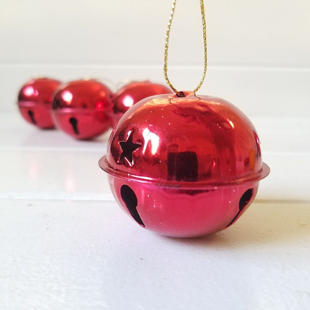 Shiny Red Jingle Bell Ornaments, Christmas Holiday Decor, Set of 4 - Etsy