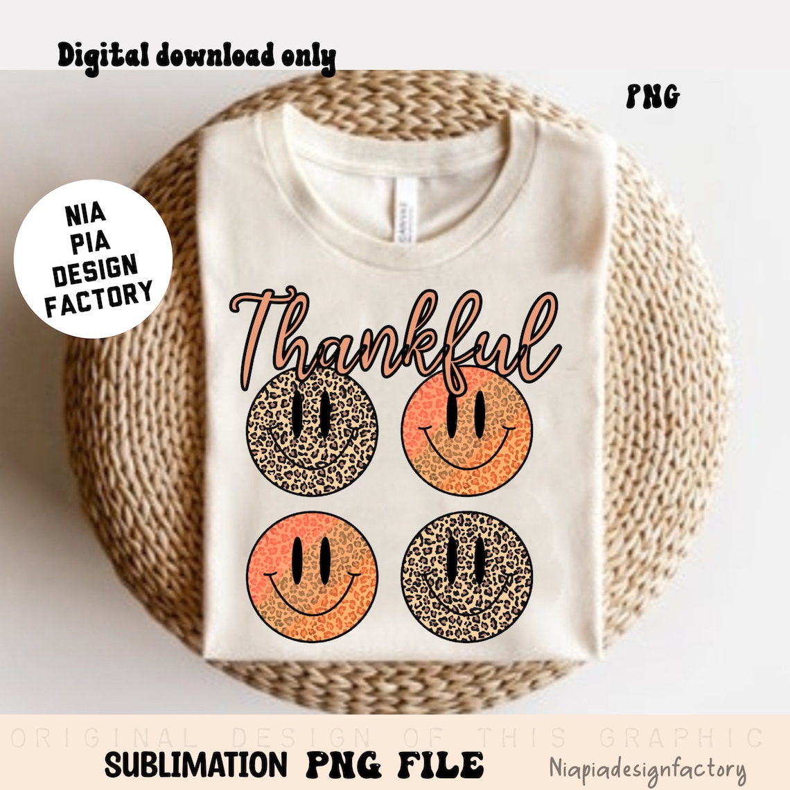 Thankful Smiley Face Pngleopard Print Smiley faces Png for - Etsy
