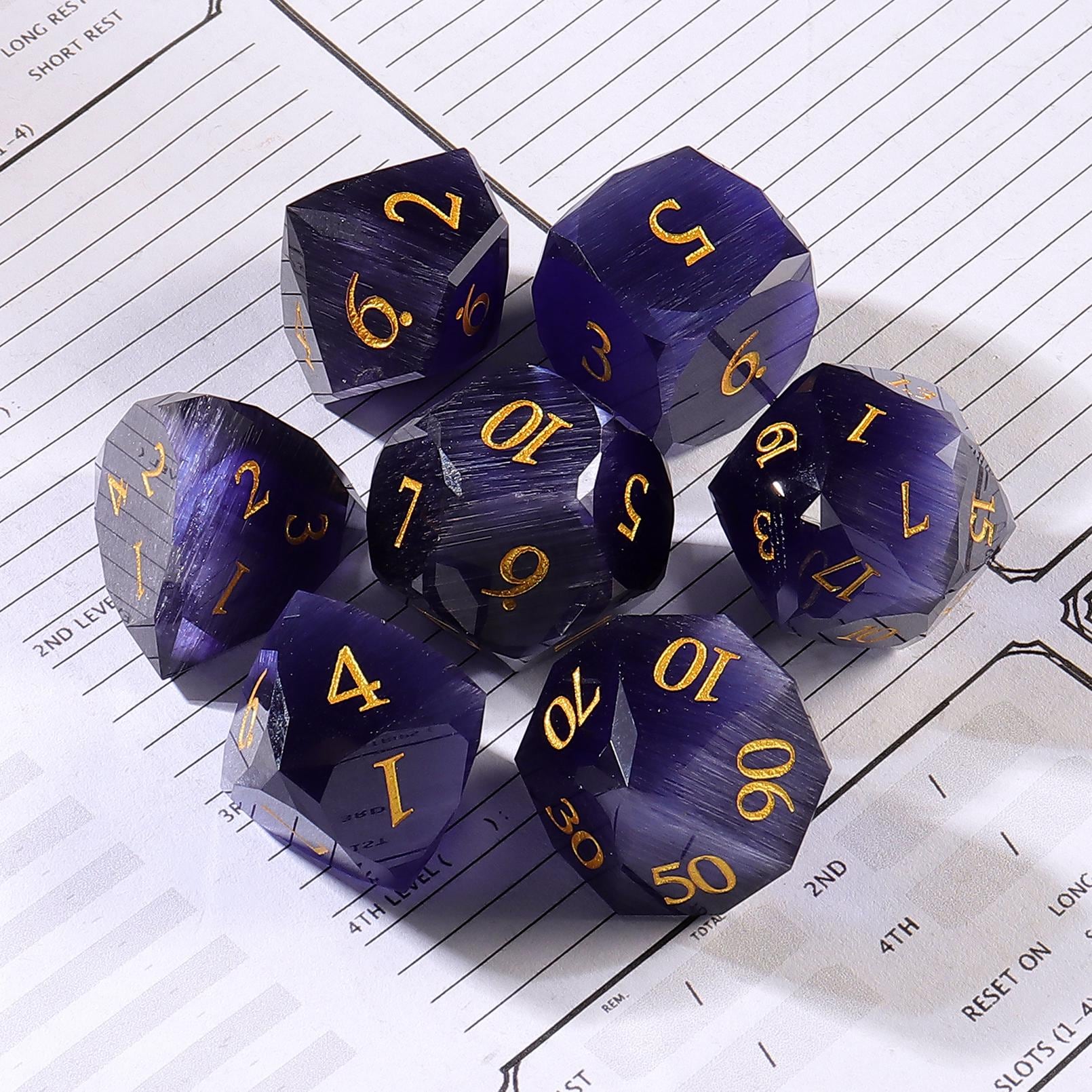 Oceanblue Cat's Eyes Dnd Dice Set Star Faceset Multi-faceted Prism ...