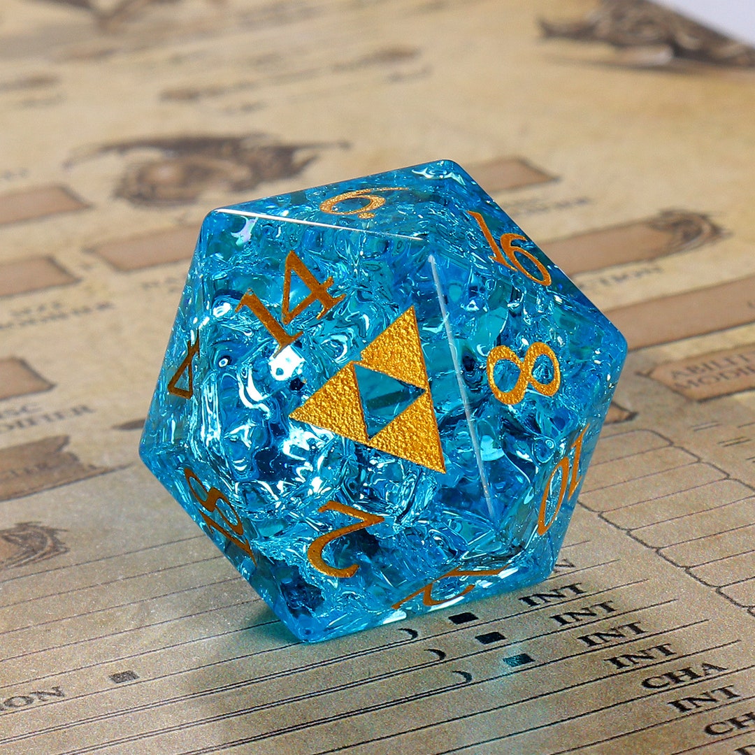 Full Set Zelda D&D Dice Set | Gemstone Blast Blue Glass Dice| Dungeons ...
