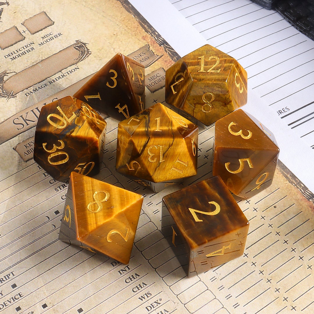 Natural Tiger's Eye Dnd Dice Set| Gemstone D20 Dice Set| Dungeons and ...