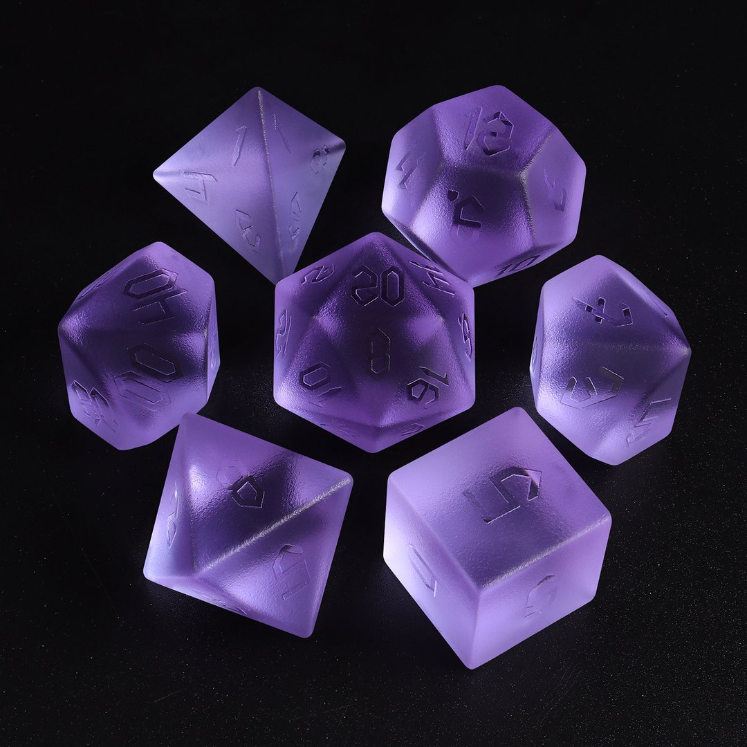 Raised Purple Glass Dice Set | Dnd Dice Set | K9 Crystal Dice |D20 Dice ...