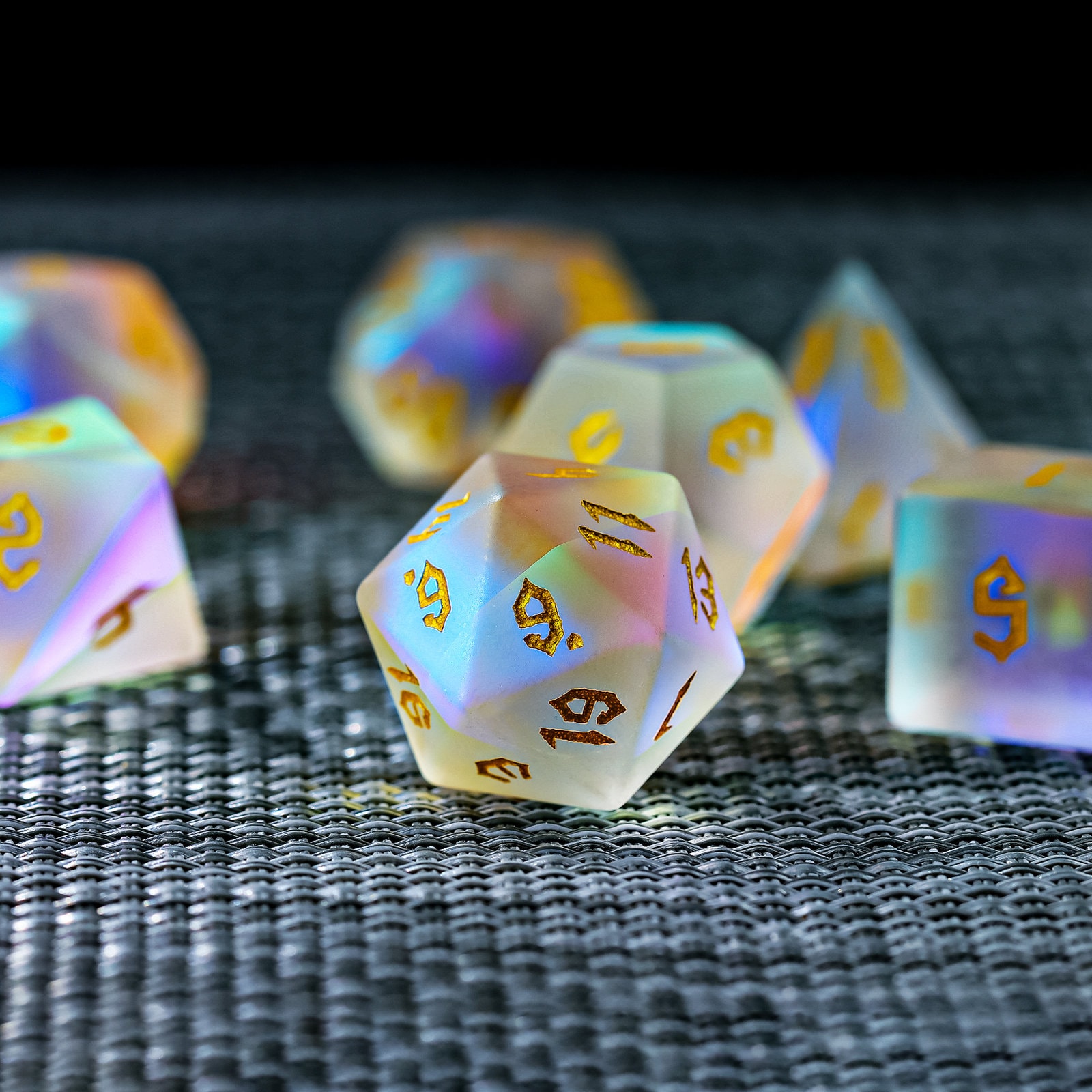 Dnd Dice Set Stained Glass Dice Rainbow Glass Dice Crystal Dice D20 ...