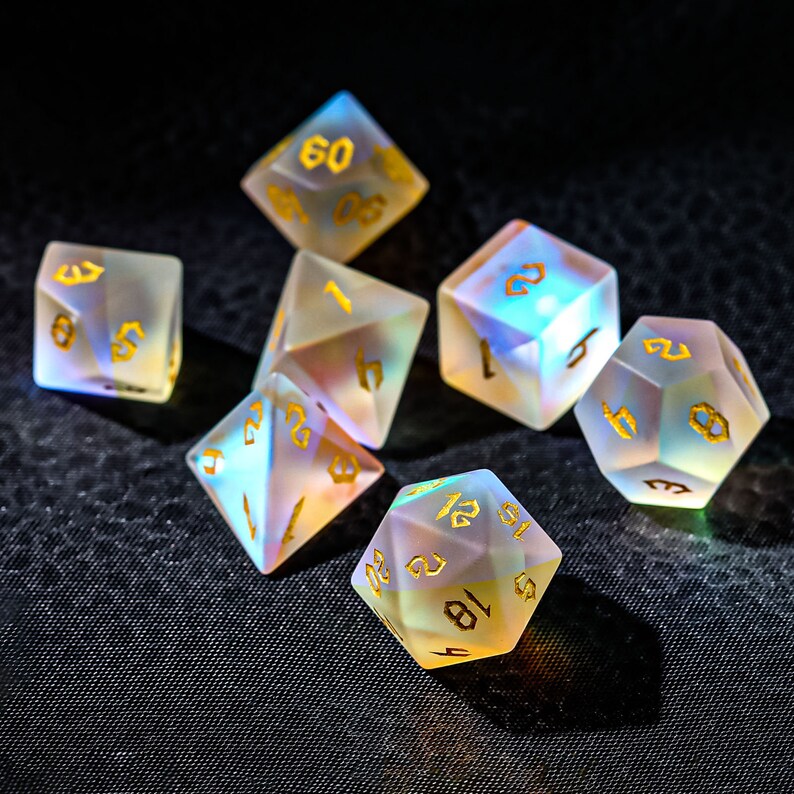 Dnd Dice Set Stained Glass Dice Rainbow Glass Dice Crystal Dice D20 ...