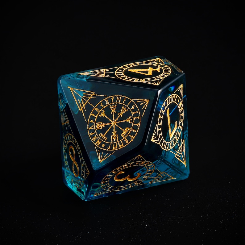 Viking Blue Dnd Dice Set Gemstone Dice Set K9 Crystal Dice Dungeons and ...