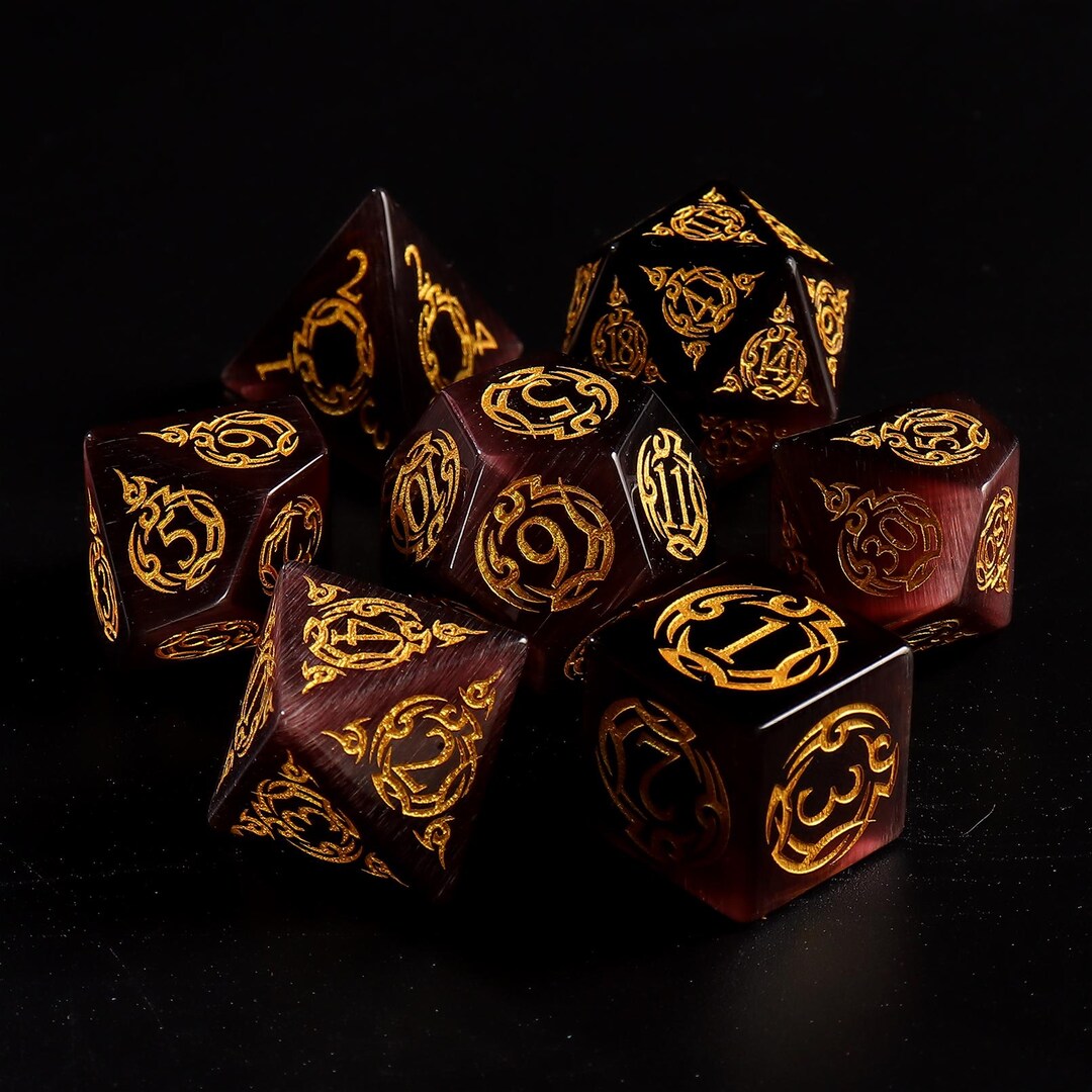 Amaranth Color Full Set D&D Dice Set| Cat's Eye Stone Dice |gemstone ...