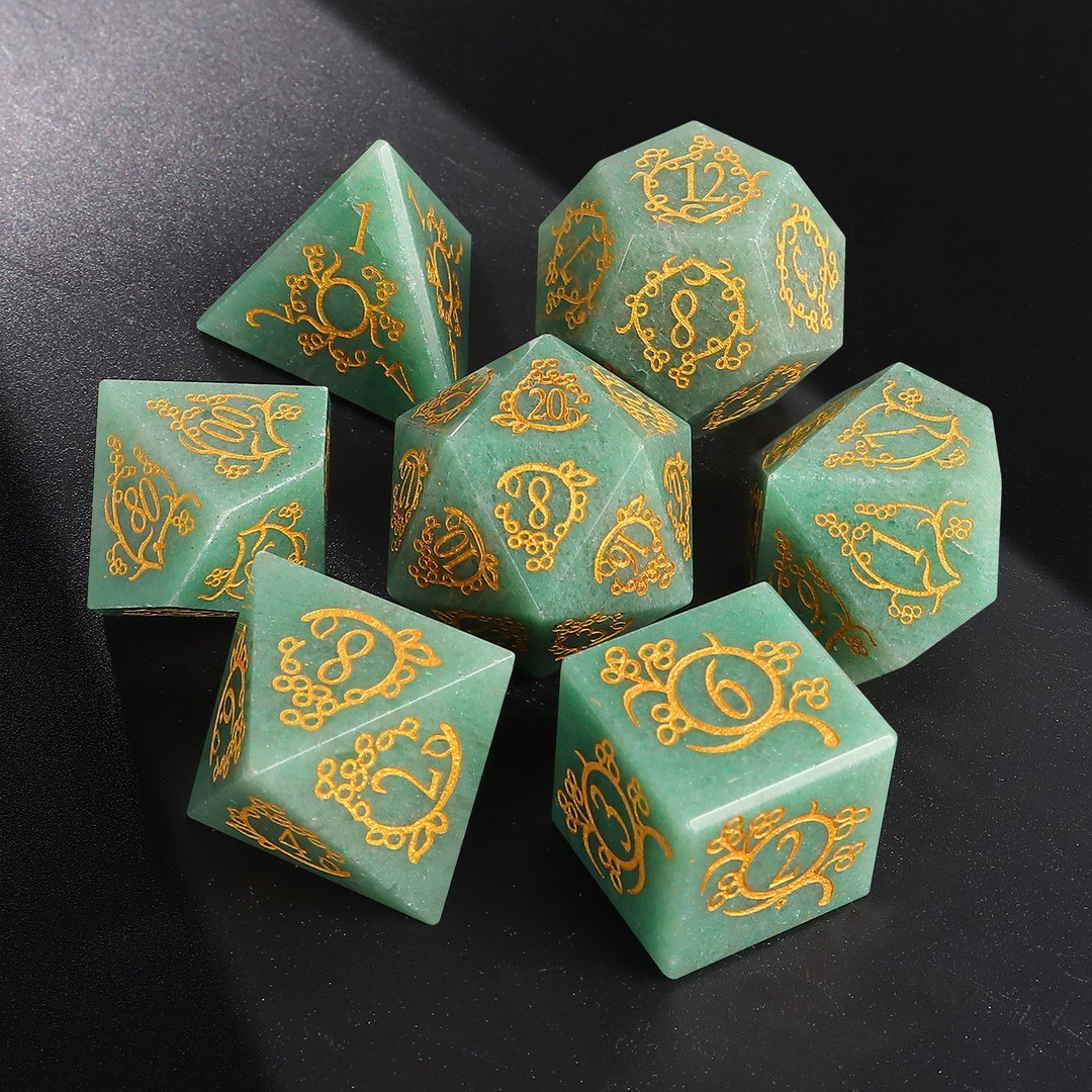 Natural Green Jade Dnd Dice Set| Gemstone D20 Dice Set| Garden Vineman ...