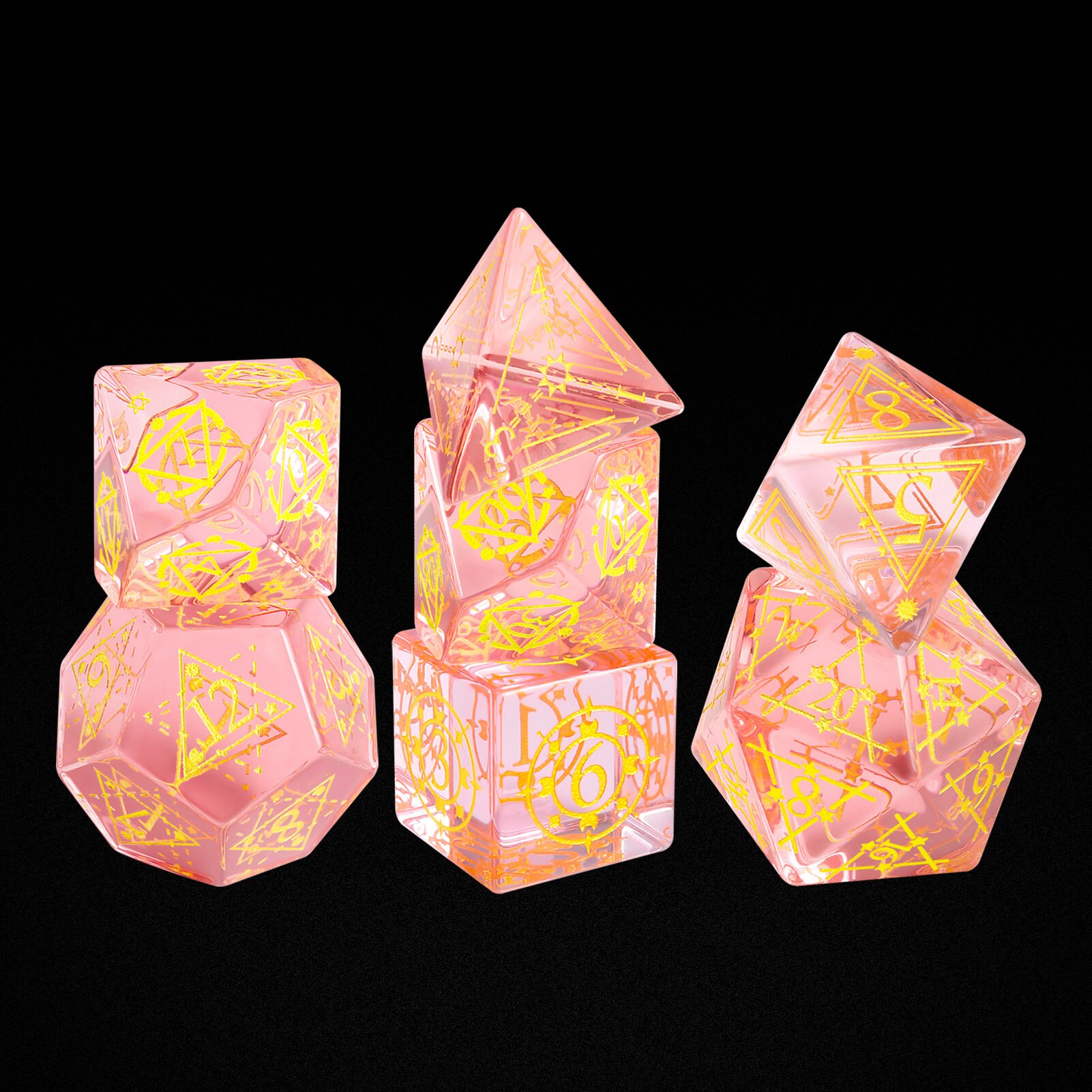 Dnd Dice Set full Set Rose Pink Glass Polyhedral Dice Set Dungeons and ...