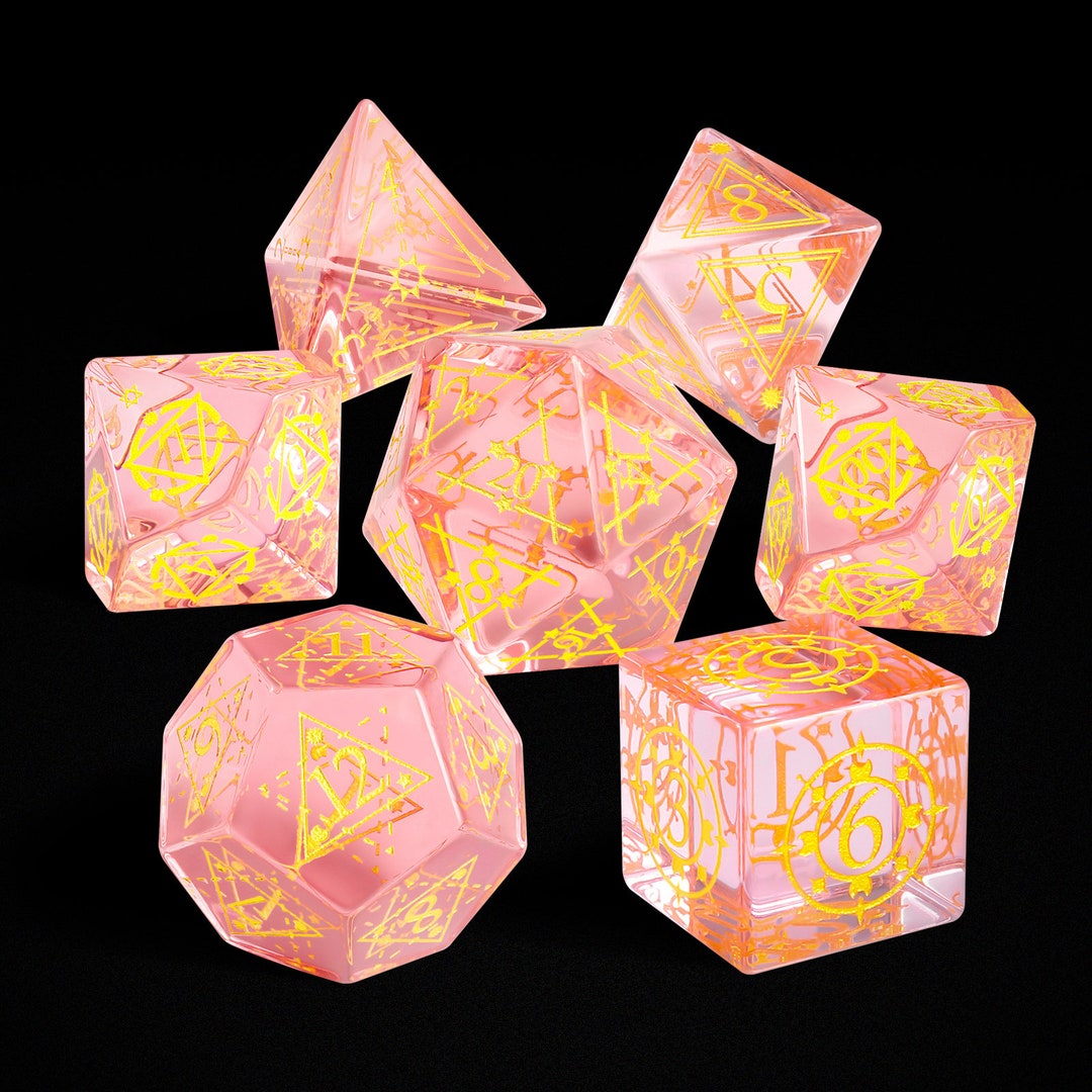 Dnd Dice Set |full Set Rose Pink Glass Polyhedral Dice Set - Dungeons ...
