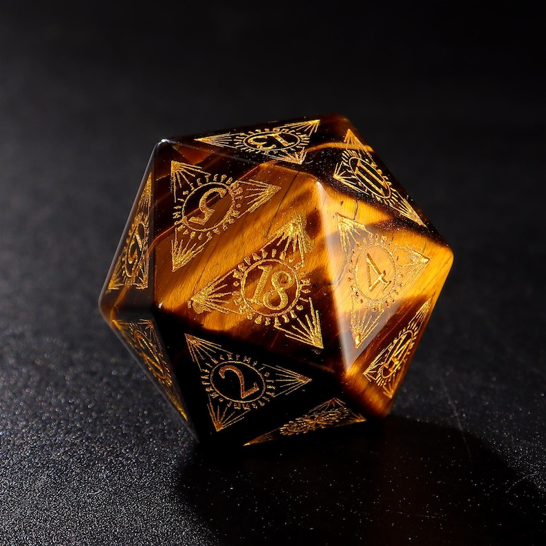 Tarot Dnd Dice Set | Viking Norse Dice | Gemstone Tiger Eyes Dice| D20 ...