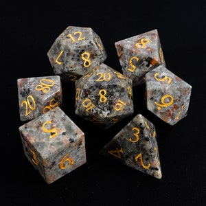 Full Set Yooperlite Gemstone Dice| Stone Dice Set |engraved Gemstone ...