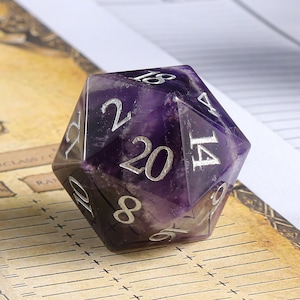 Natural Amethyst Dice Set| Gemstone D20 D&D Dice Set| Dungeons and ...