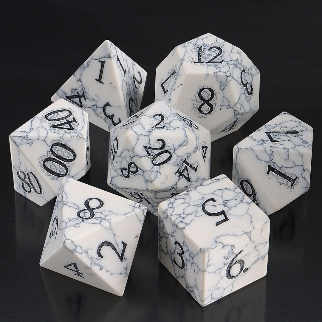 Full Set White Turquoise Dice| Dnd Stone Dice Set | Gemstone D20 ...