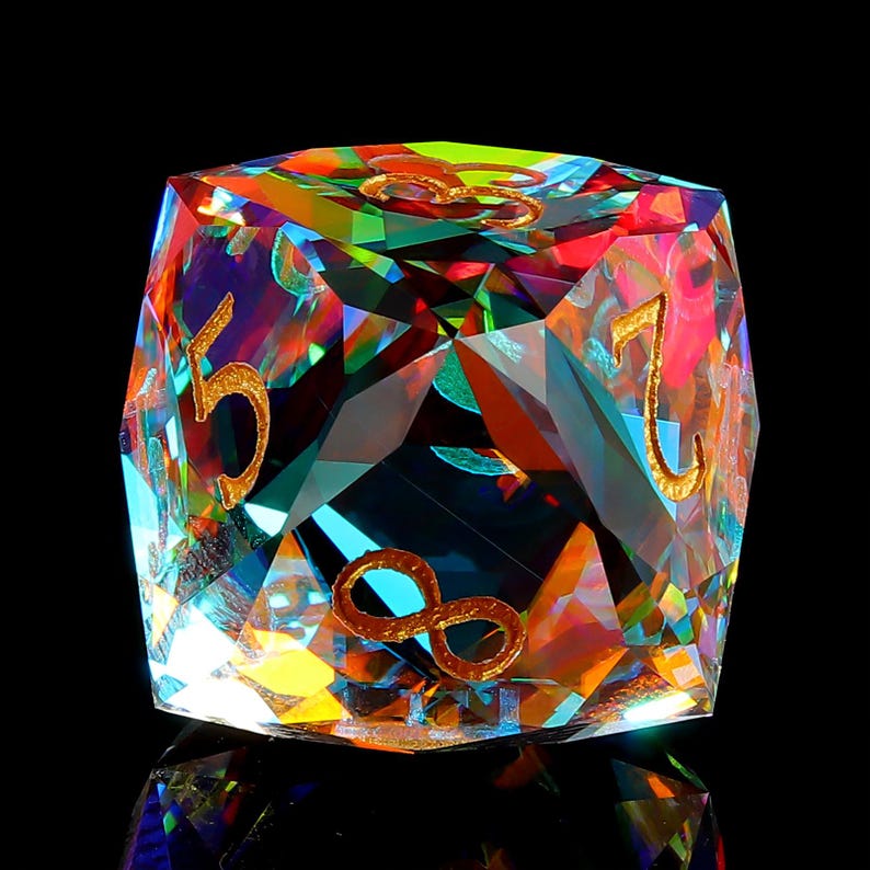 Dichroic Star Faceset Multi-faceted Prism Zircon Glass Dnd Dice Set ...