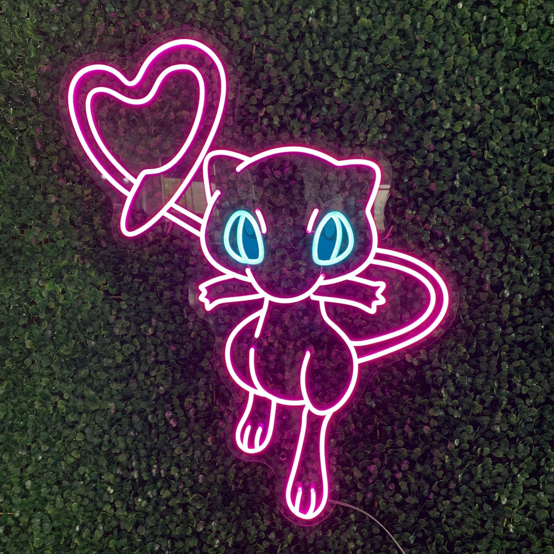 Mew Anime Neon Sign Pokemon Gifts LED Neon Sign Night Light Home Wall ...