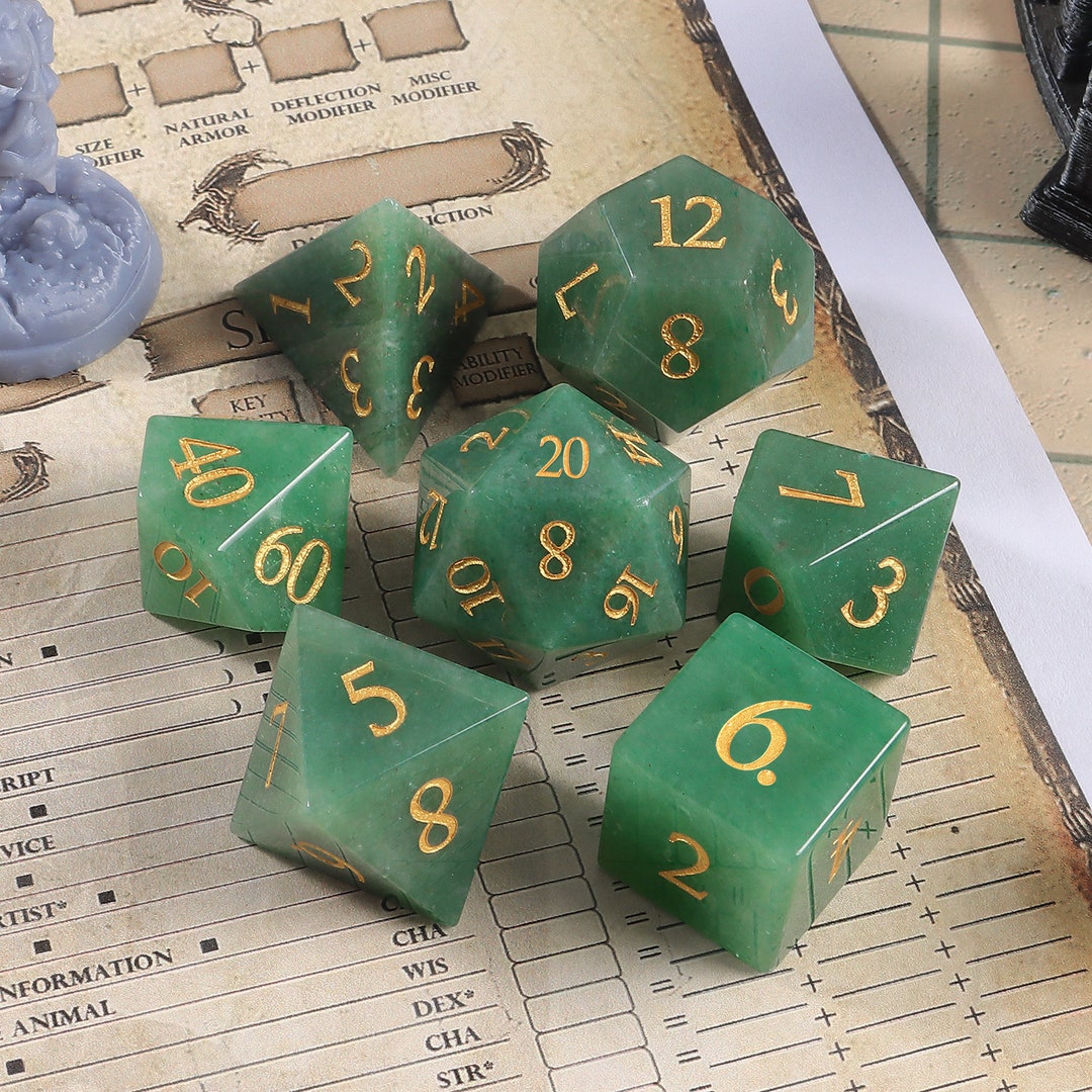 Natural African Jade Dnd Dice Set Gemstone D20 Dice Set Dungeons and ...