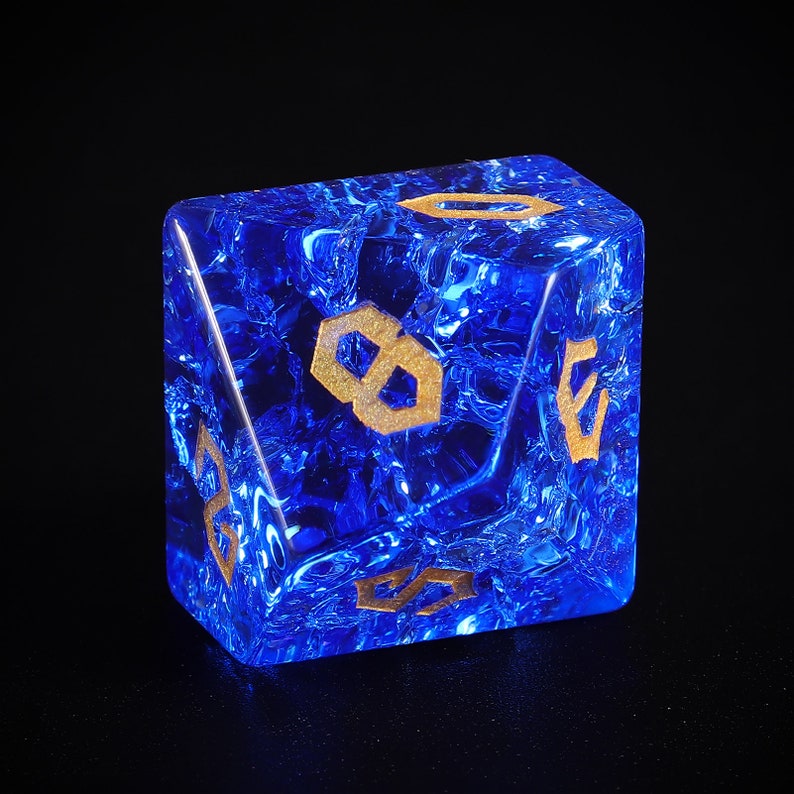 Crystal Dnd Dice Set Blue Burst Glass Polyhedral Dice Set Dungeons and ...