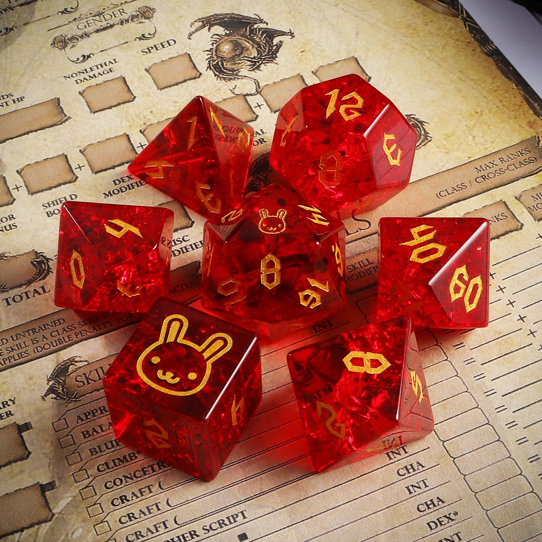 BUNNY Garnet Dnd Dice Set | Gemstone Dice Set | Easter Dice| Dungeons ...