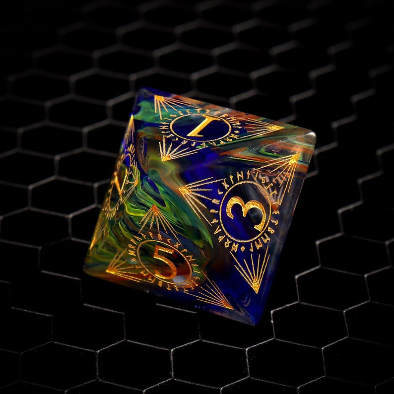 Viking Dnd Dice Set | Stained Glass Dice | Rainbow Glass Dice| Crystal ...
