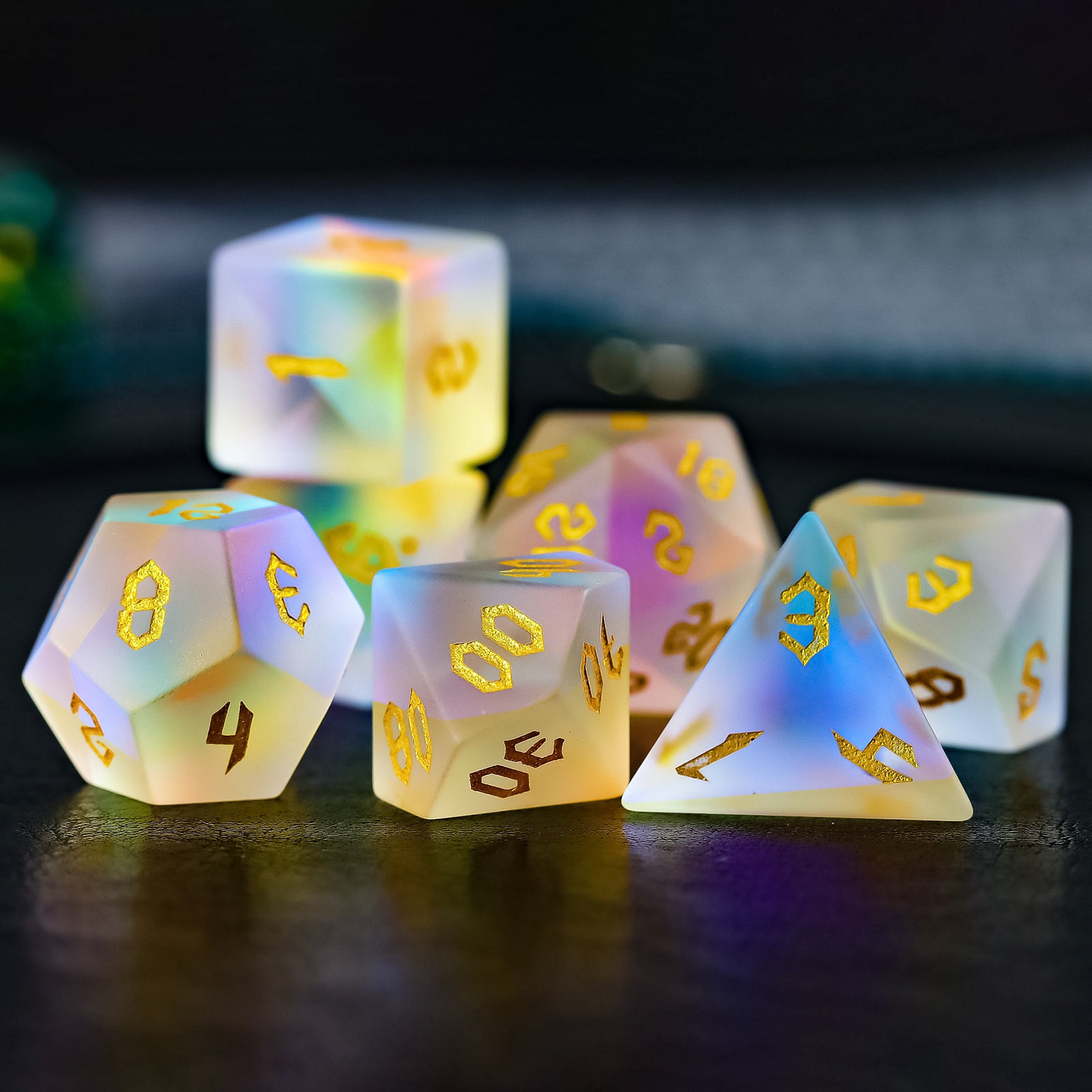 Dnd Dice Set Stained Glass Dice Rainbow Glass Dice Crystal Dice D20 ...