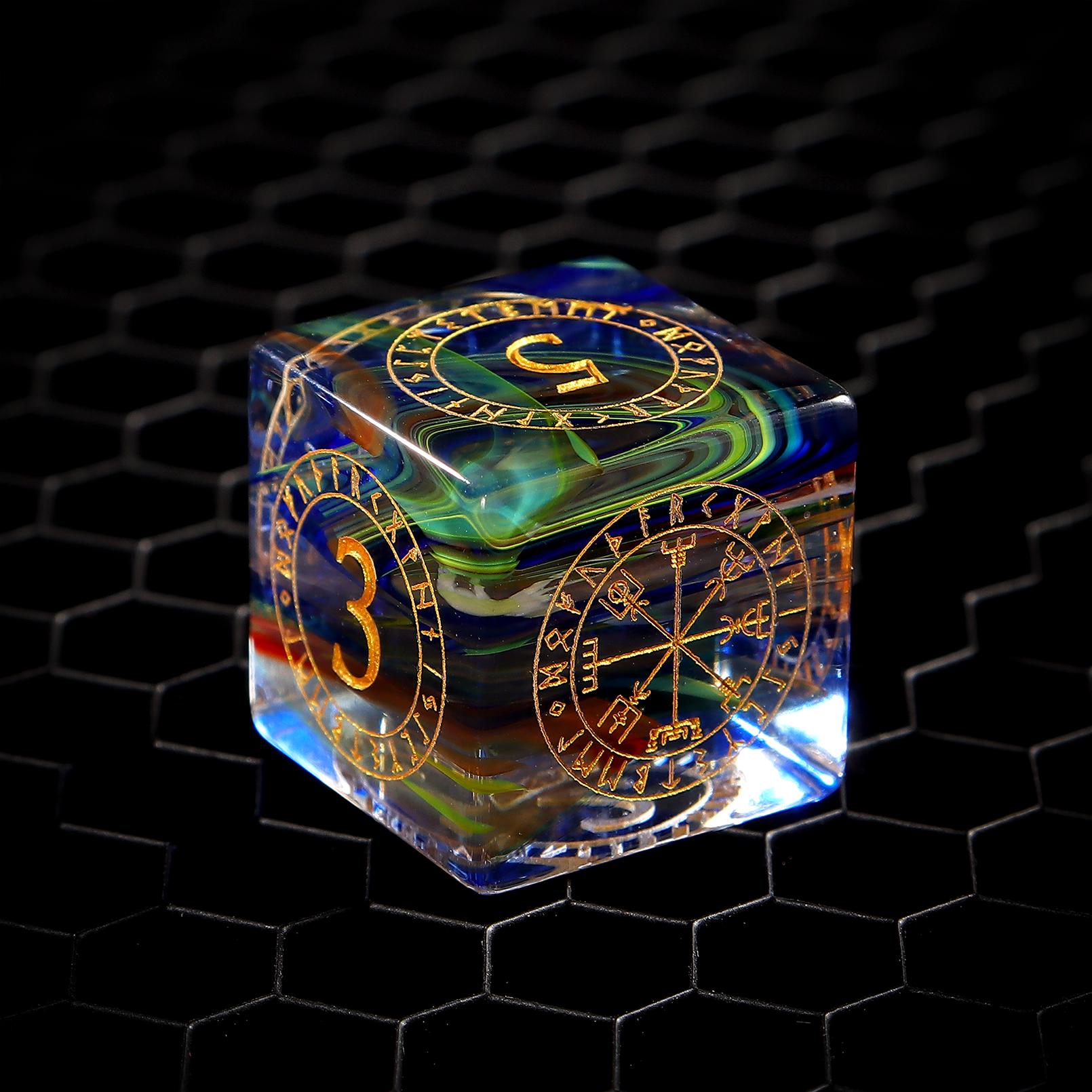 Viking Dnd Dice Set | Stained Glass Dice | Rainbow Glass Dice| Crystal ...