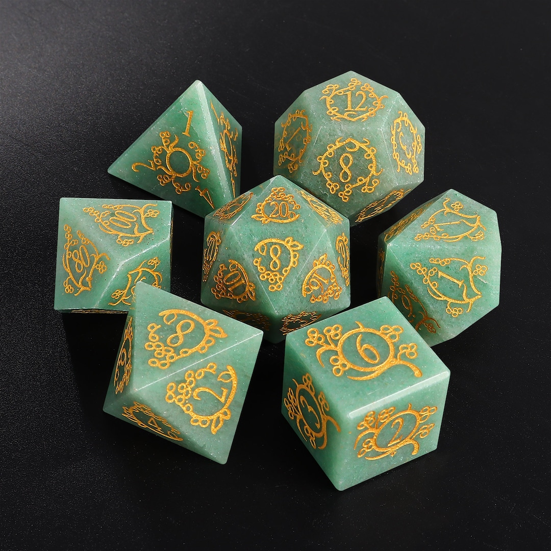 Natural Green Jade Dnd Dice Set| Gemstone D20 Dice Set| Dungeons and ...