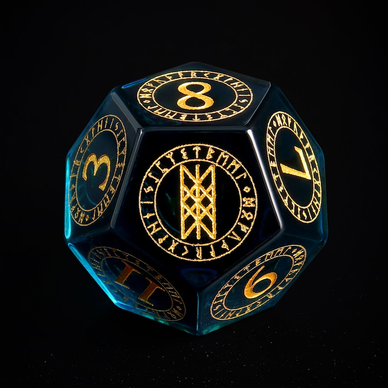 Viking Blue Dnd Dice Set Gemstone Dice Set K9 Crystal Dice Dungeons and ...