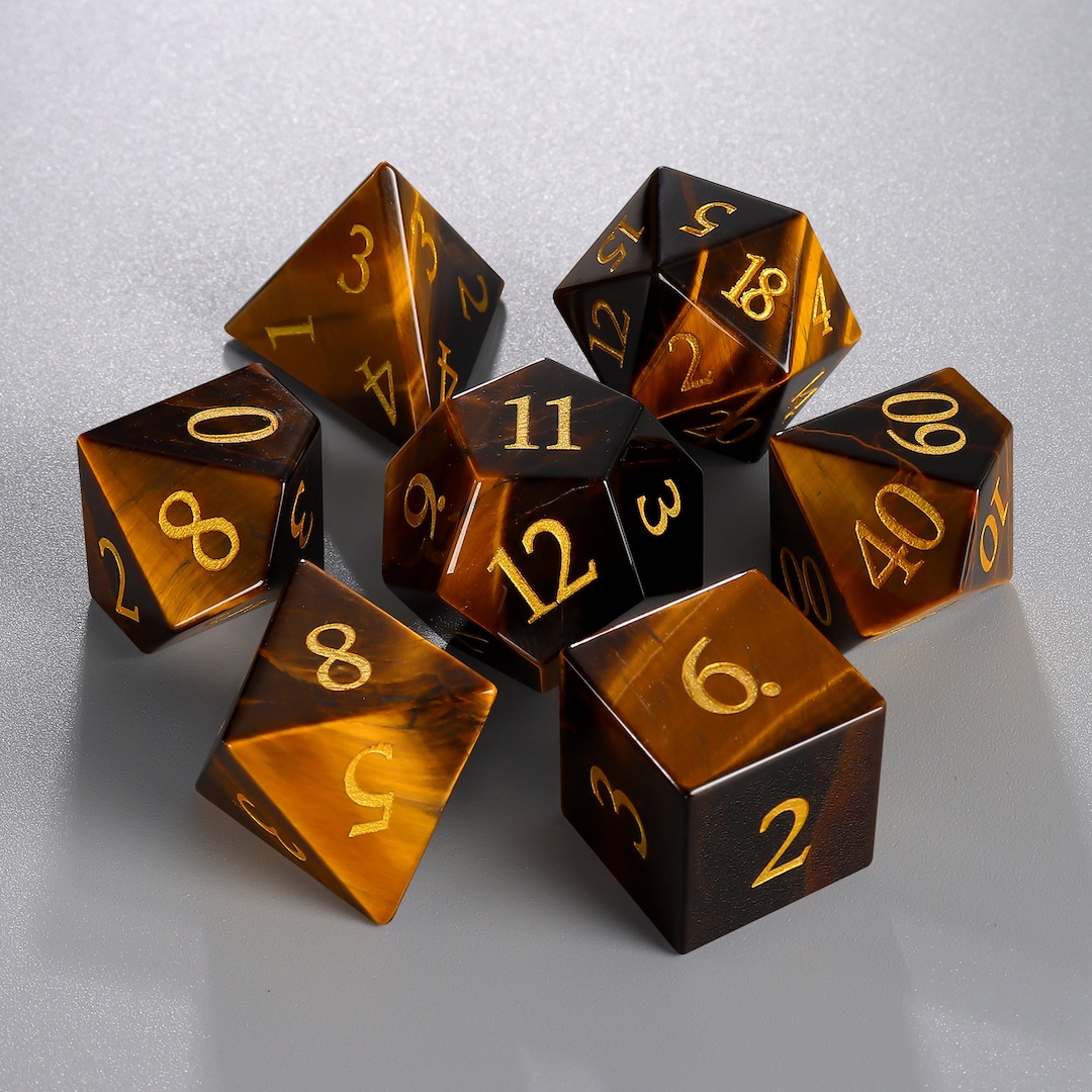 Natural Tiger's Eye Dnd Dice Set| Gemstone D20 Dice Set| Dungeons and ...