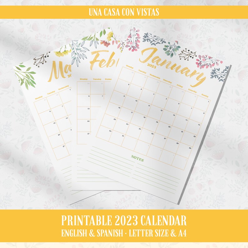 Printable 2023 Floral Calendar - Etsy España