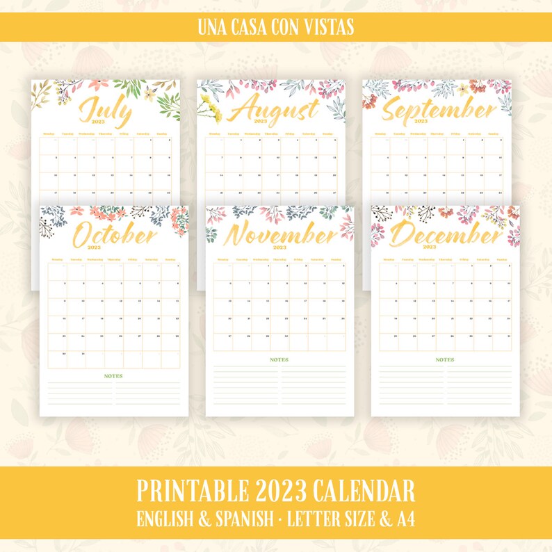 Printable 2023 Floral Calendar - Etsy España