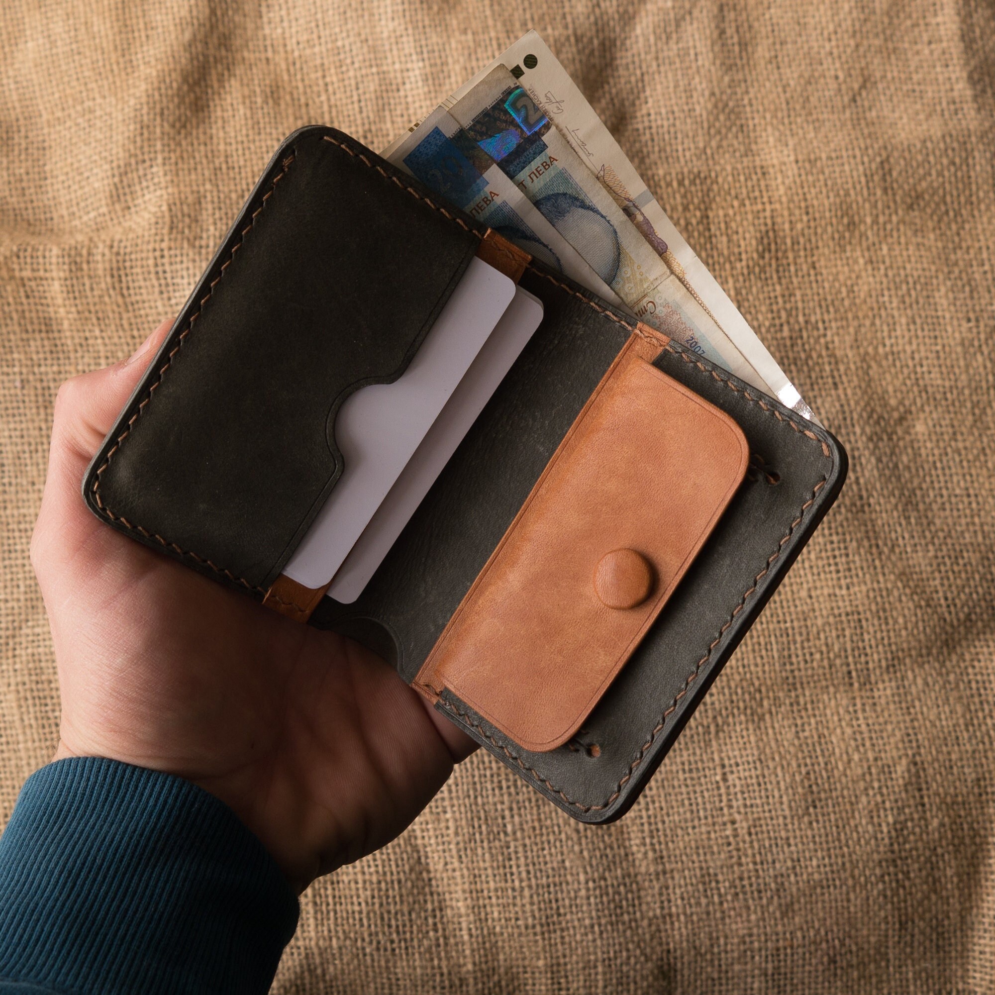 Leather Wallet Handmade and Hand-stitched Slim Billfold Wallet - Etsy