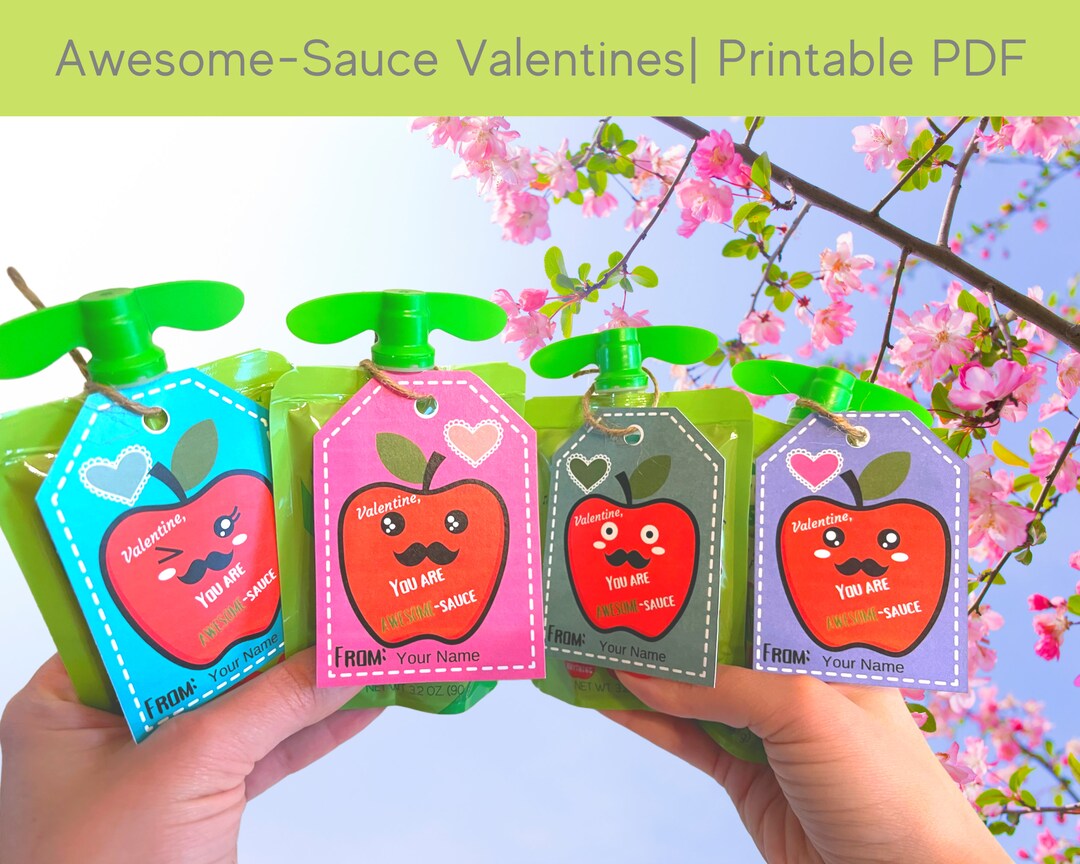 Mustache Applesauce Pouch Awesome-sauce | Kids Valentine, School ...