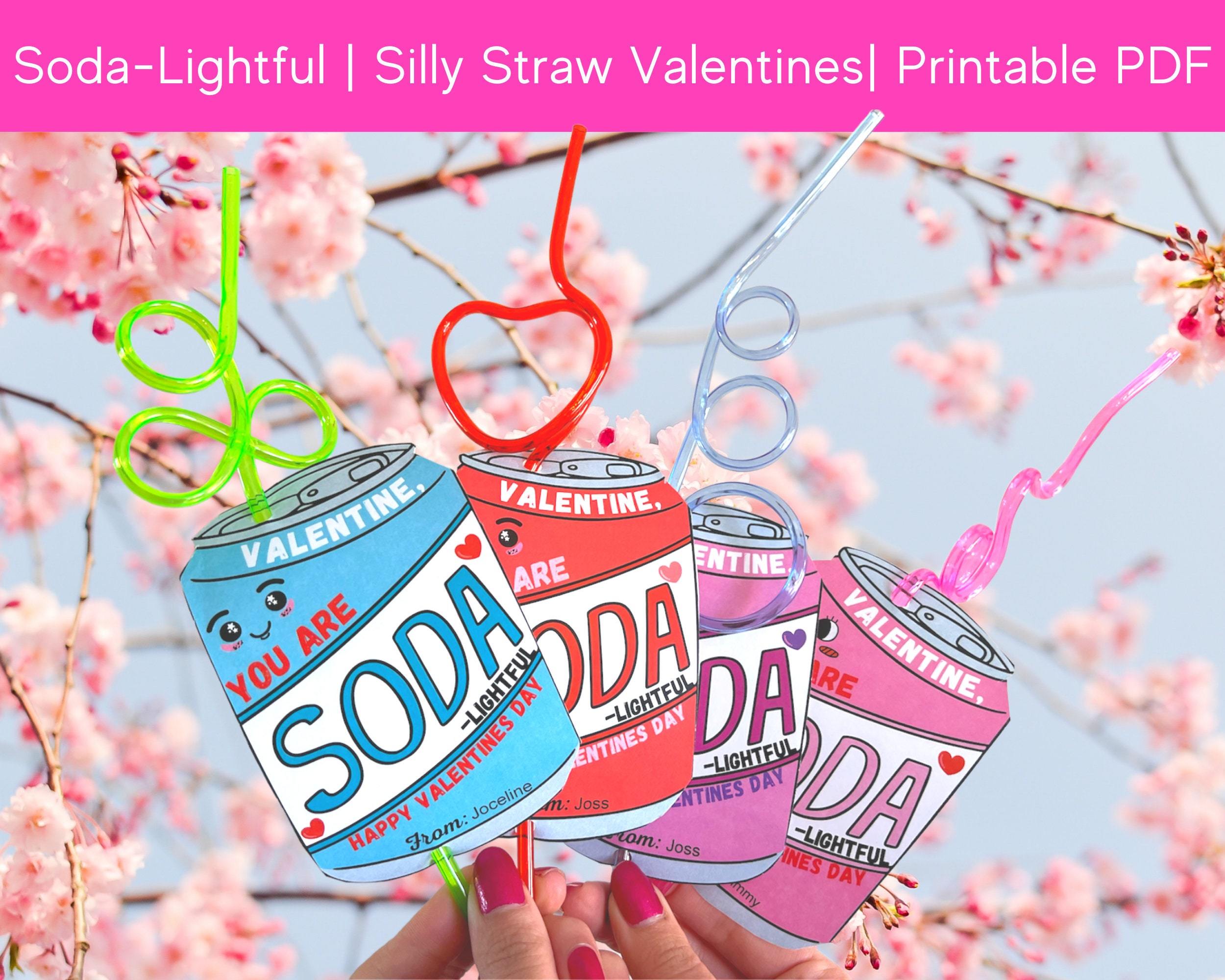 Silly Straw Kids Valentine| Soda-lightful | Kids Valentine, School ...
